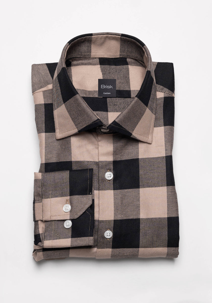 Black Beige Bold Boxes Heavy Flannel Shirt – Brisk | Shirts, Jeans & More
