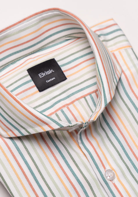 Crisp Multi-Color Poly Pinpoint Stripes Shirt - Cutaway Extreme Collar ...
