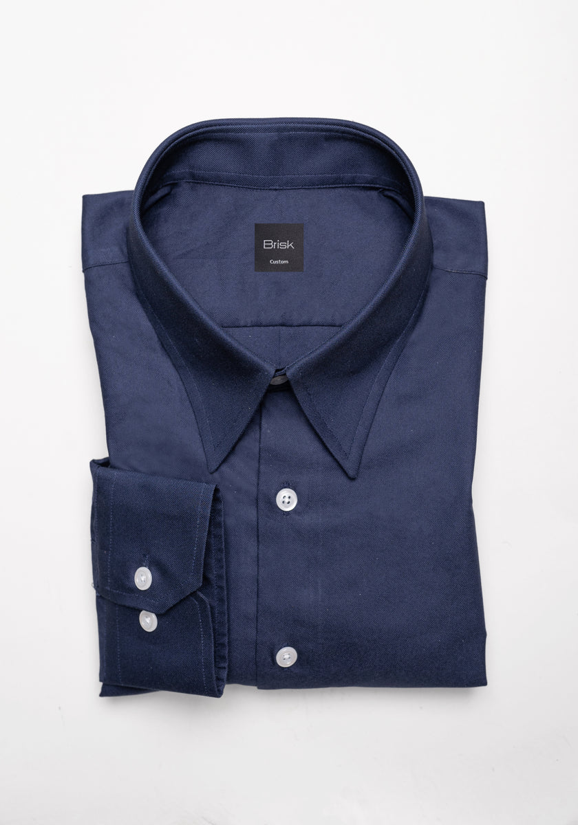 Crisp Heavy Weight Navy Blue Oxford Pinpoint Classic Straight Collar S ...