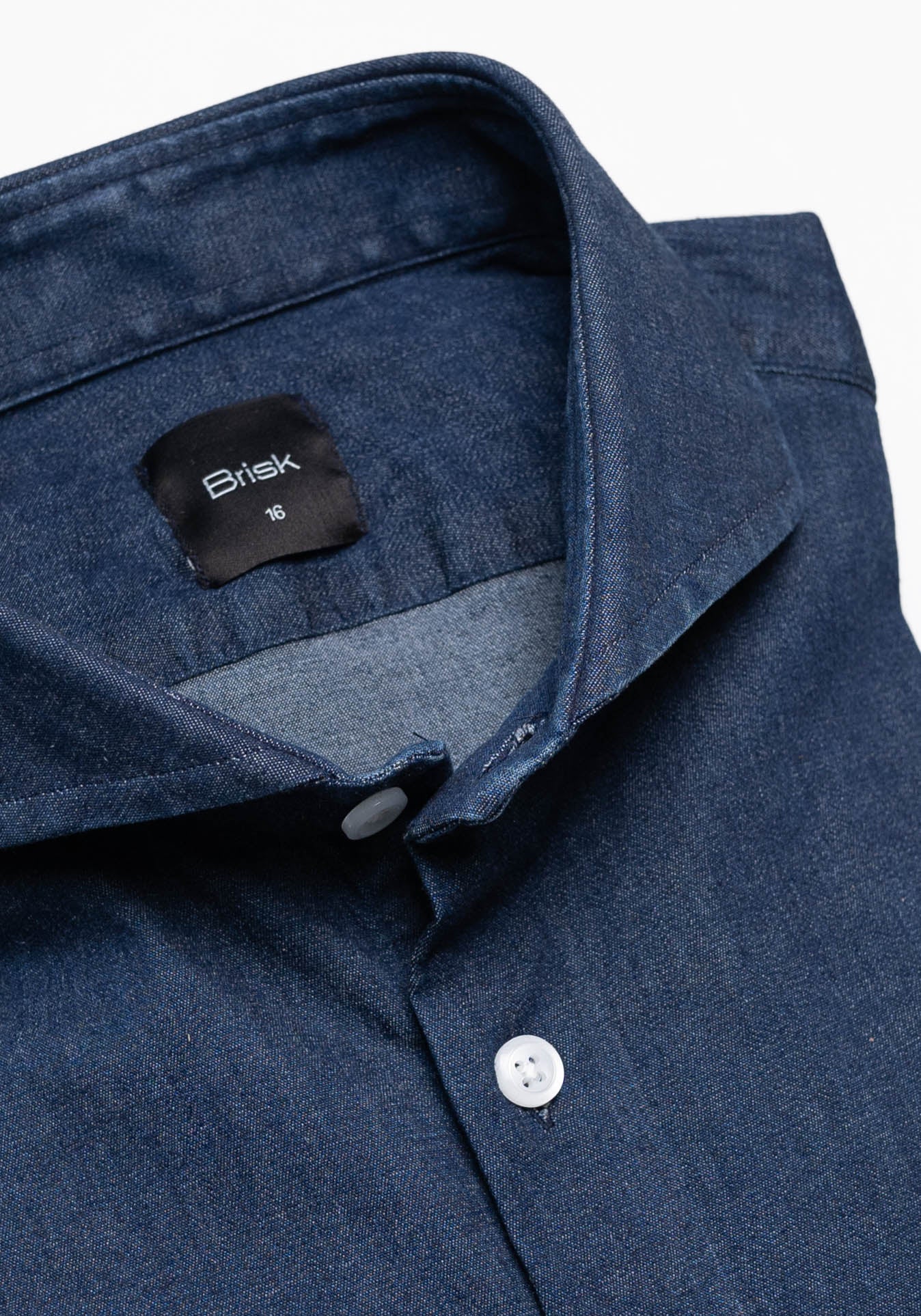 Denim Dark Indigo Wash Shirt - Cutaway Extreme Collar – Brisk | Shirts ...