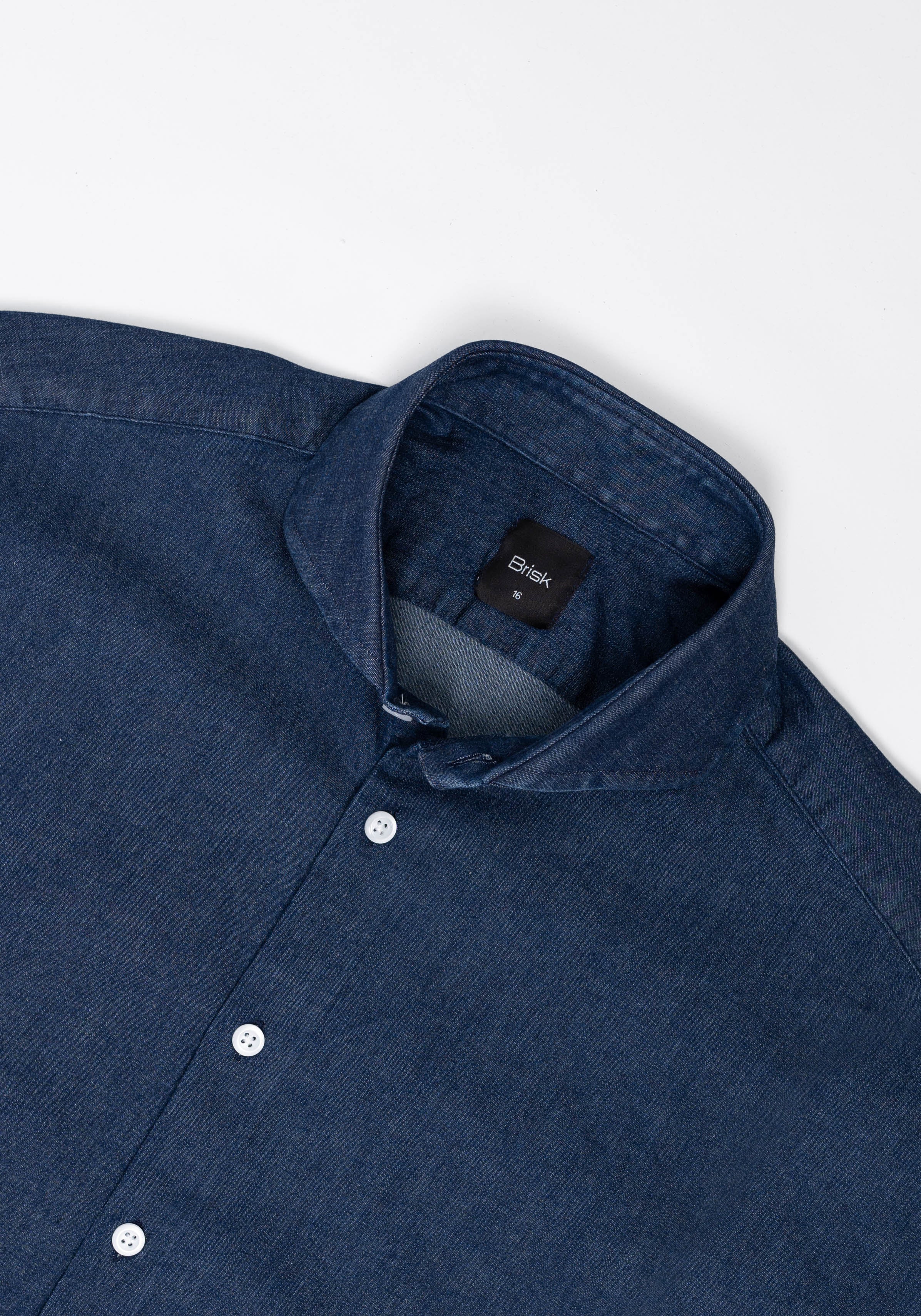 Denim Dark Indigo Wash Shirt - Cutaway Extreme Collar – Brisk | Shirts ...