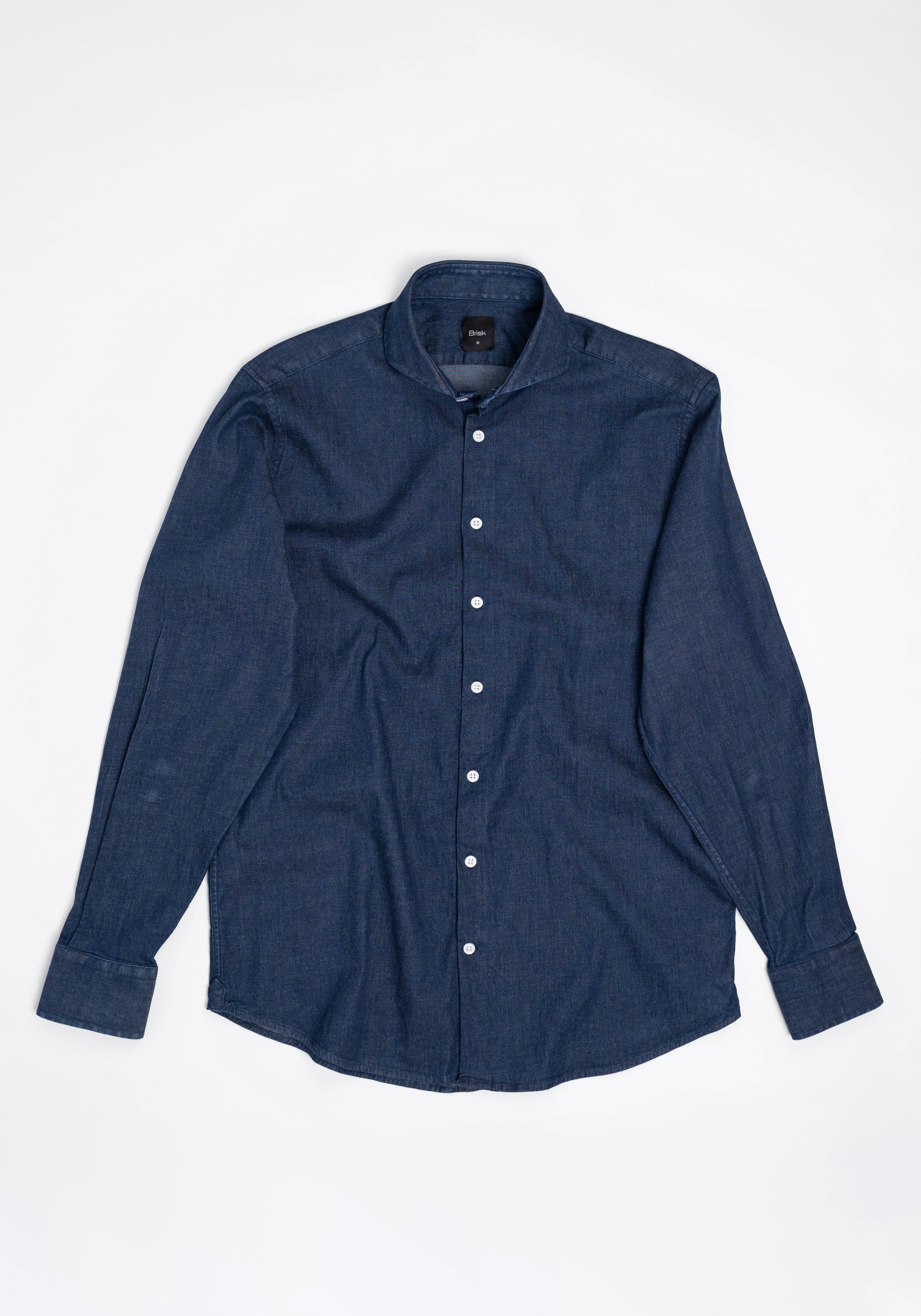 Denim Dark Indigo Wash Shirt - Cutaway Extreme Collar – Brisk | Shirts ...