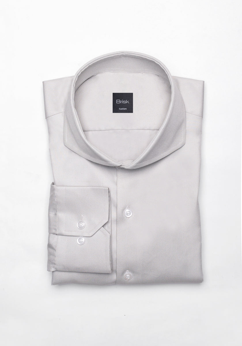 Light Grey Twill Pima Cotton Shirt - Cutaway Extreme Collar – Brisk ...