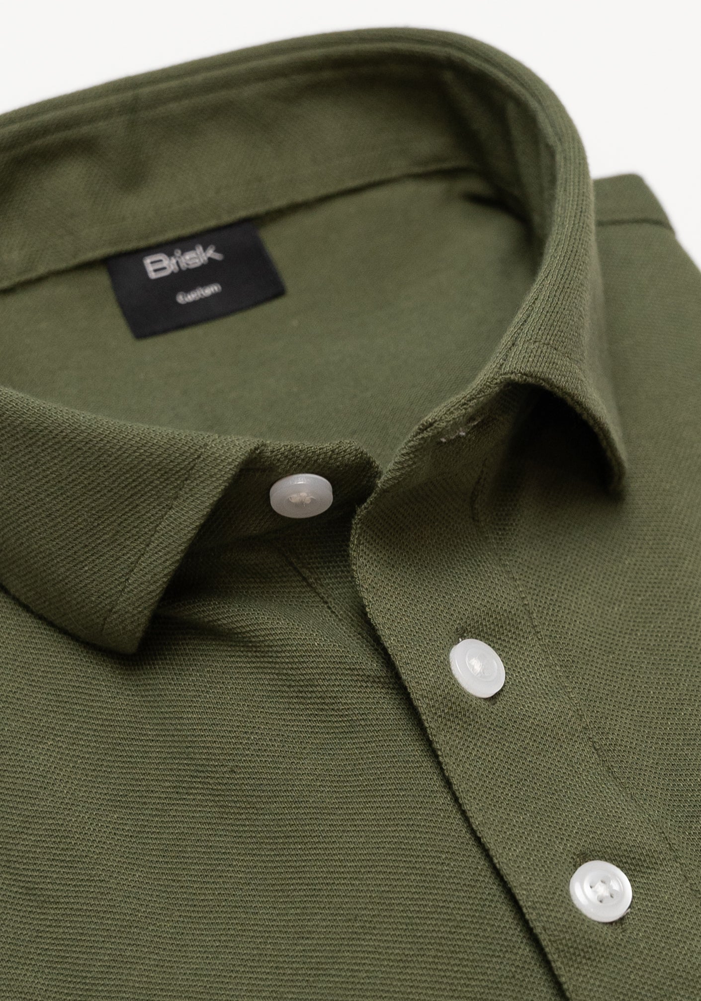 Military Green Feather Soft Piqué Popover Full Sleeve Polo Shirt ...