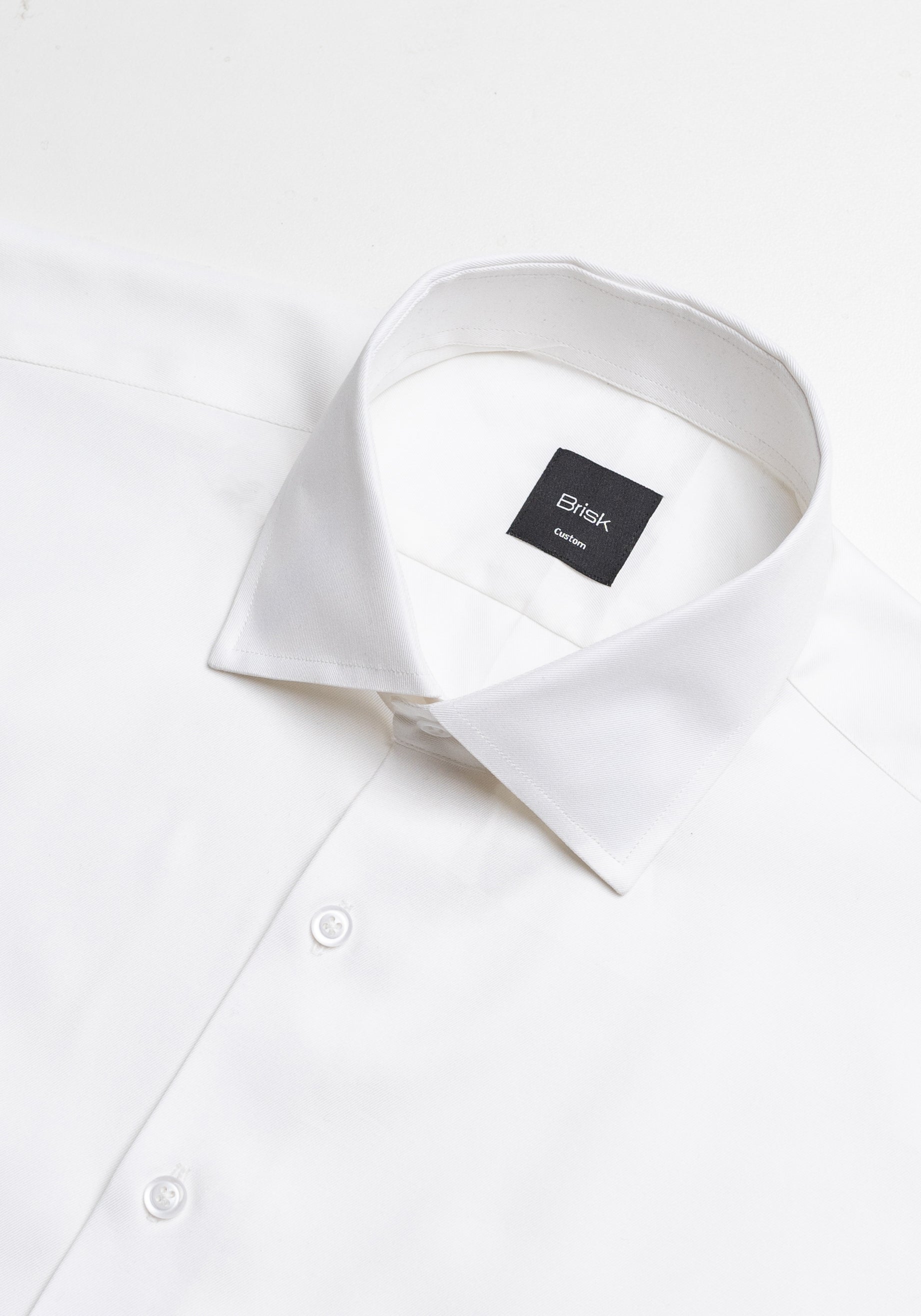 Pearl White Twill Pima Cotton Shirt - Cutaway Classic Collar – Brisk ...
