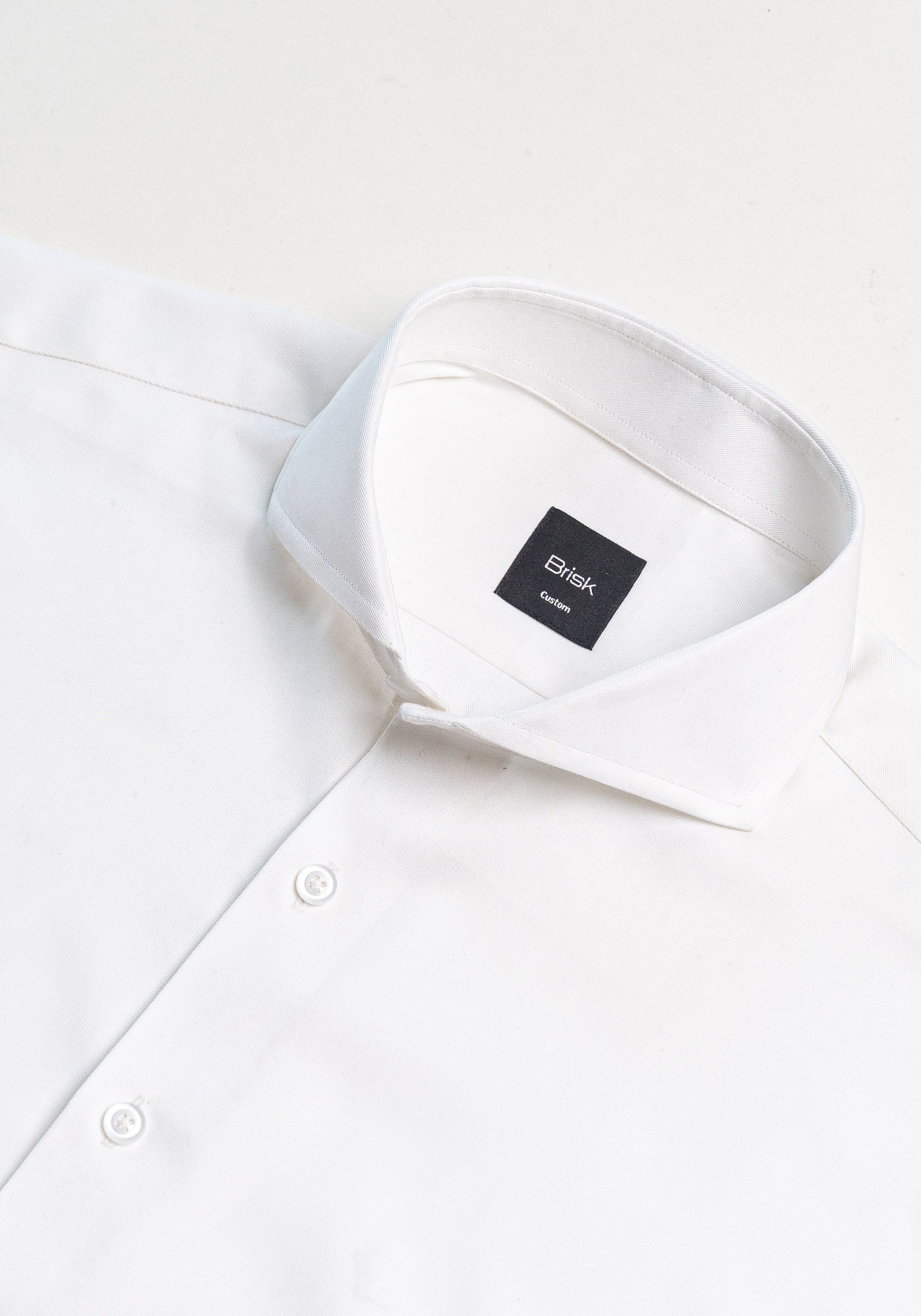 Pearl White Twill Pima Cotton Shirt - Cutaway Extreme Collar – Brisk ...