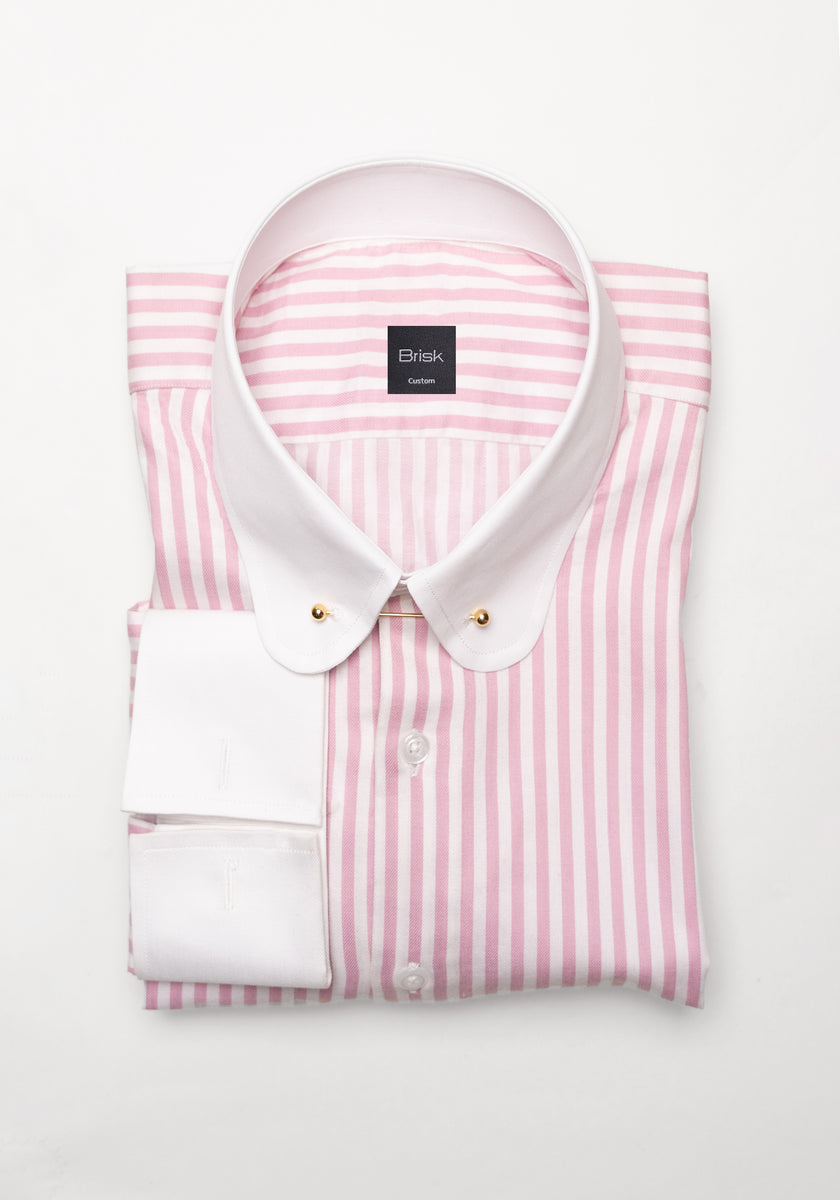 Pink Bengal Twill Stripes Pima Cotton Shirt - White Club Golden Pin Co ...