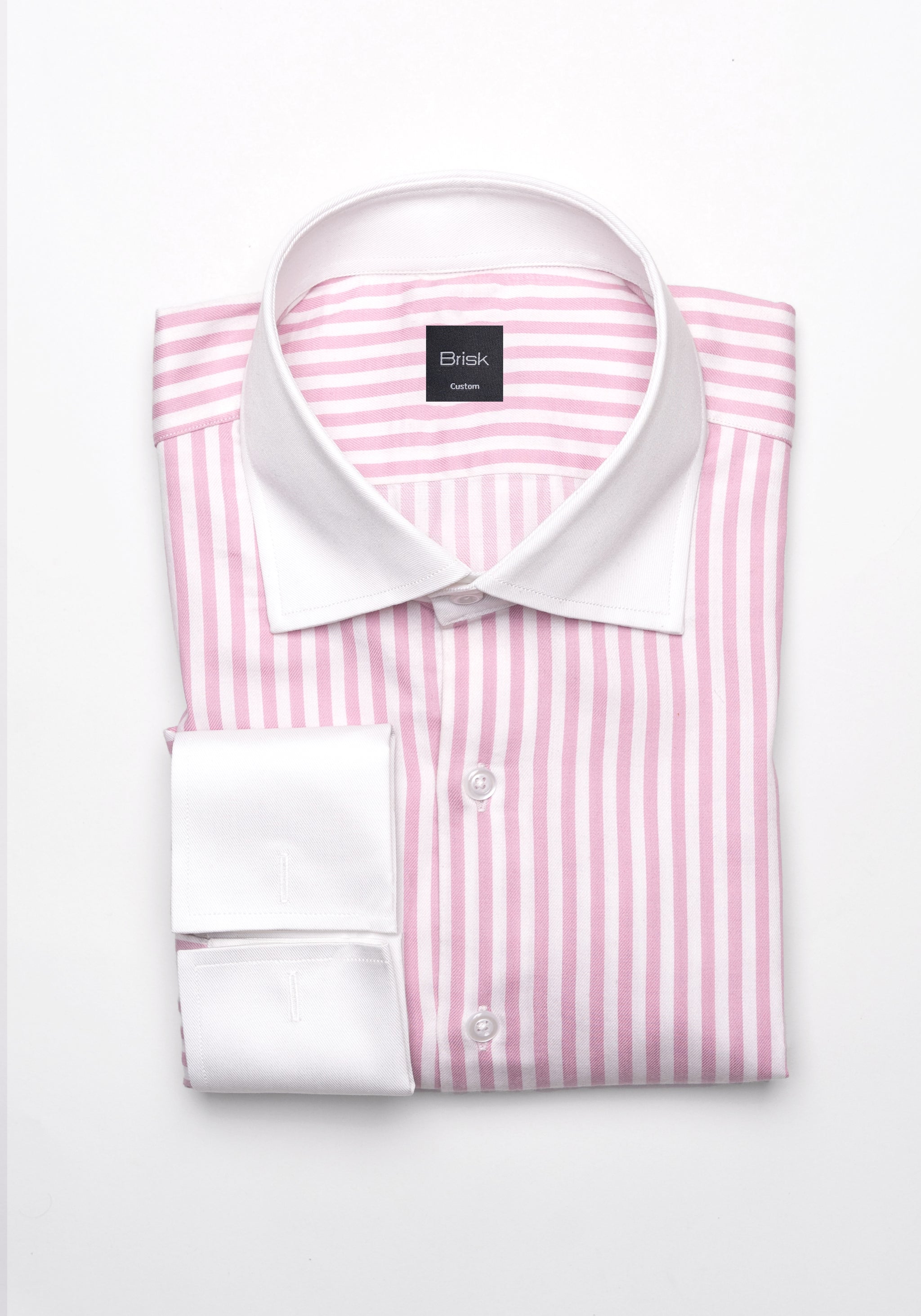 Pink Bengal Twill Stripes Pima Cotton Shirt - White Cutaway Classic Co ...